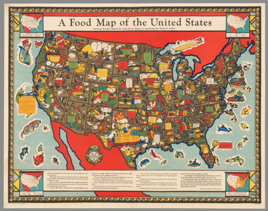 A Food Map Of The United States David Rumsey Historical Map Collection ...