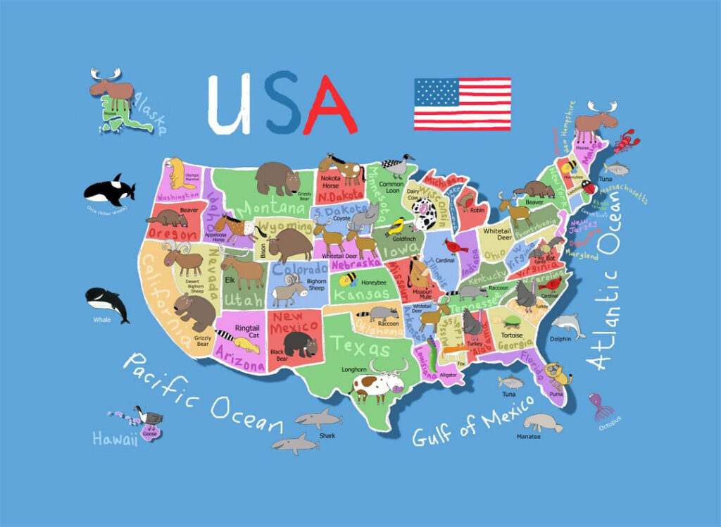 Detailed Cartoon Map Of The USA USA Maps Of The USA Maps | Printable ...