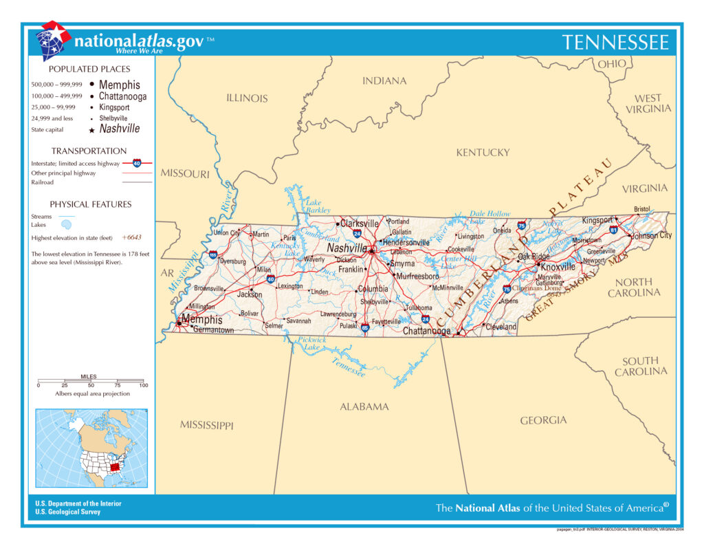 Large Detailed Map Of Tennessee State Tennessee State USA Maps Of ...
