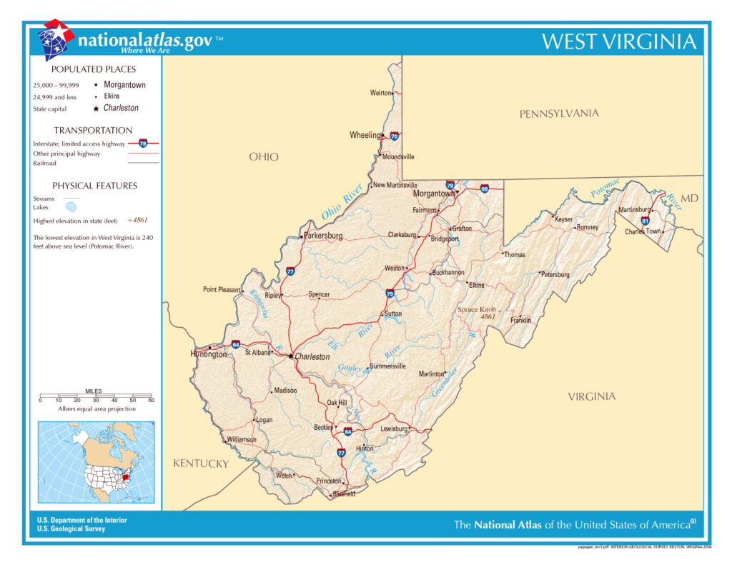 Large Detailed Map Of West Virginia State West Virginia State Large ...