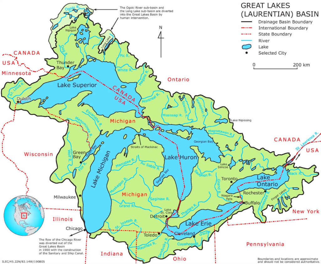 Map Of Great Lakes With Rivers | Printable Map Of USA