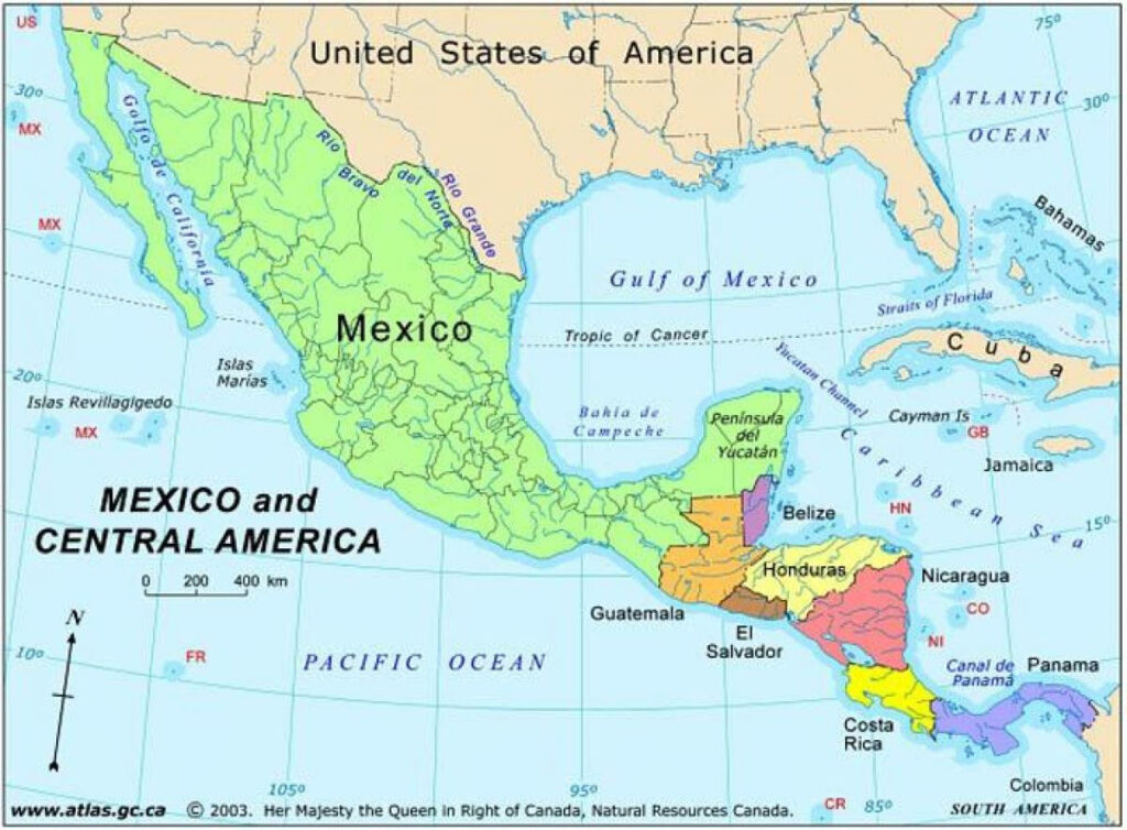 Map Of Mexico And Central America Map Mexico And Central America ...