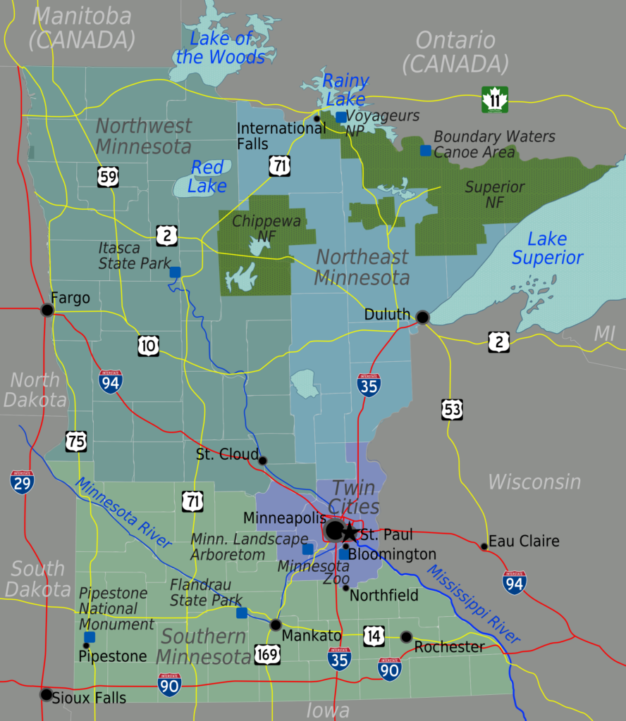 Map Of Minnesota Map Regions Worldofmaps Online Maps And | Printable ...