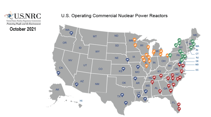 Map Of Power Reactor Sites NRC Gov | Printable Map Of USA