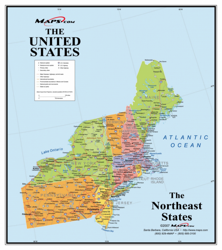 Northeast Region States And Capitals Map Printable Map | Printable Map ...