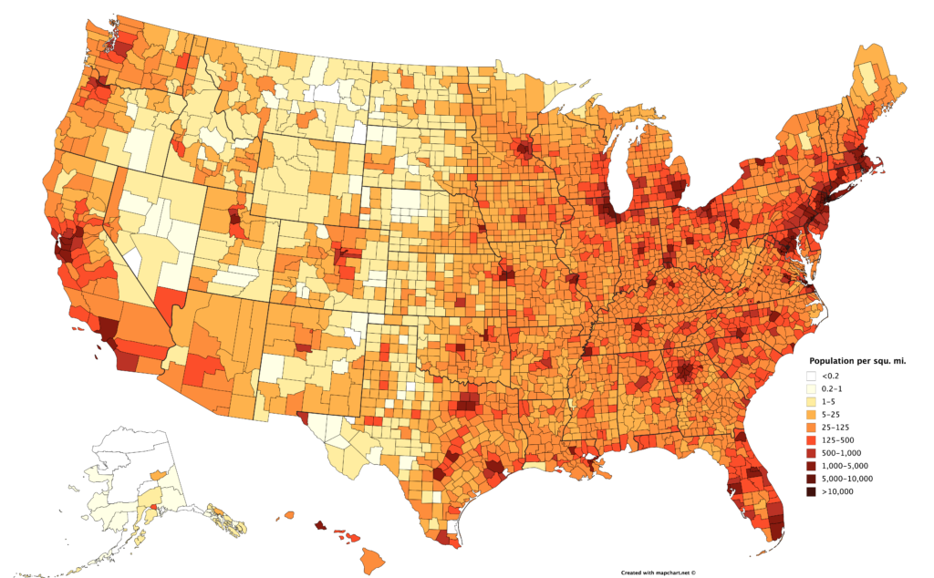 USA Population Density Map | Printable Map Of USA