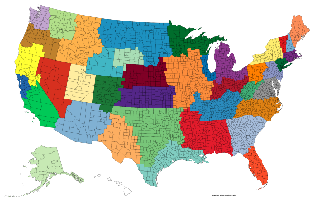 Revised US States On A Map | Printable Map Of USA
