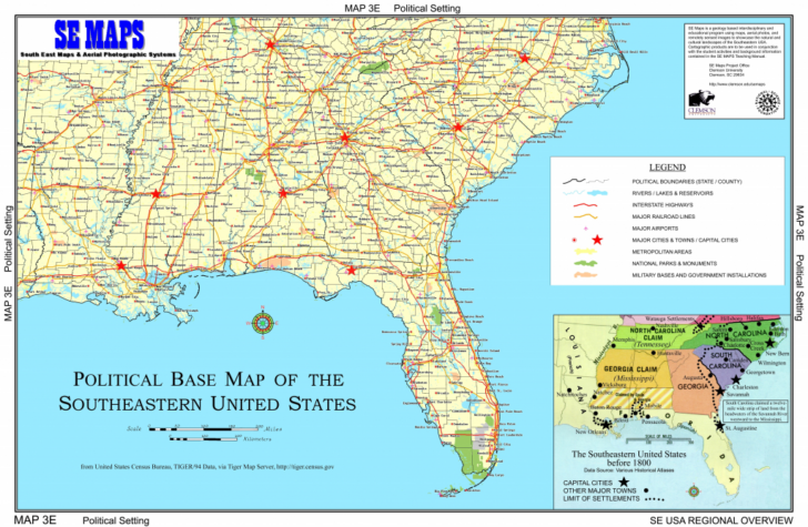 Southeastern United States Atlas Wall Map Maps Printable Map Of ...