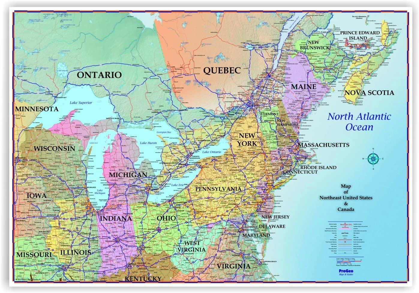 Printable Map Of The Northeast States