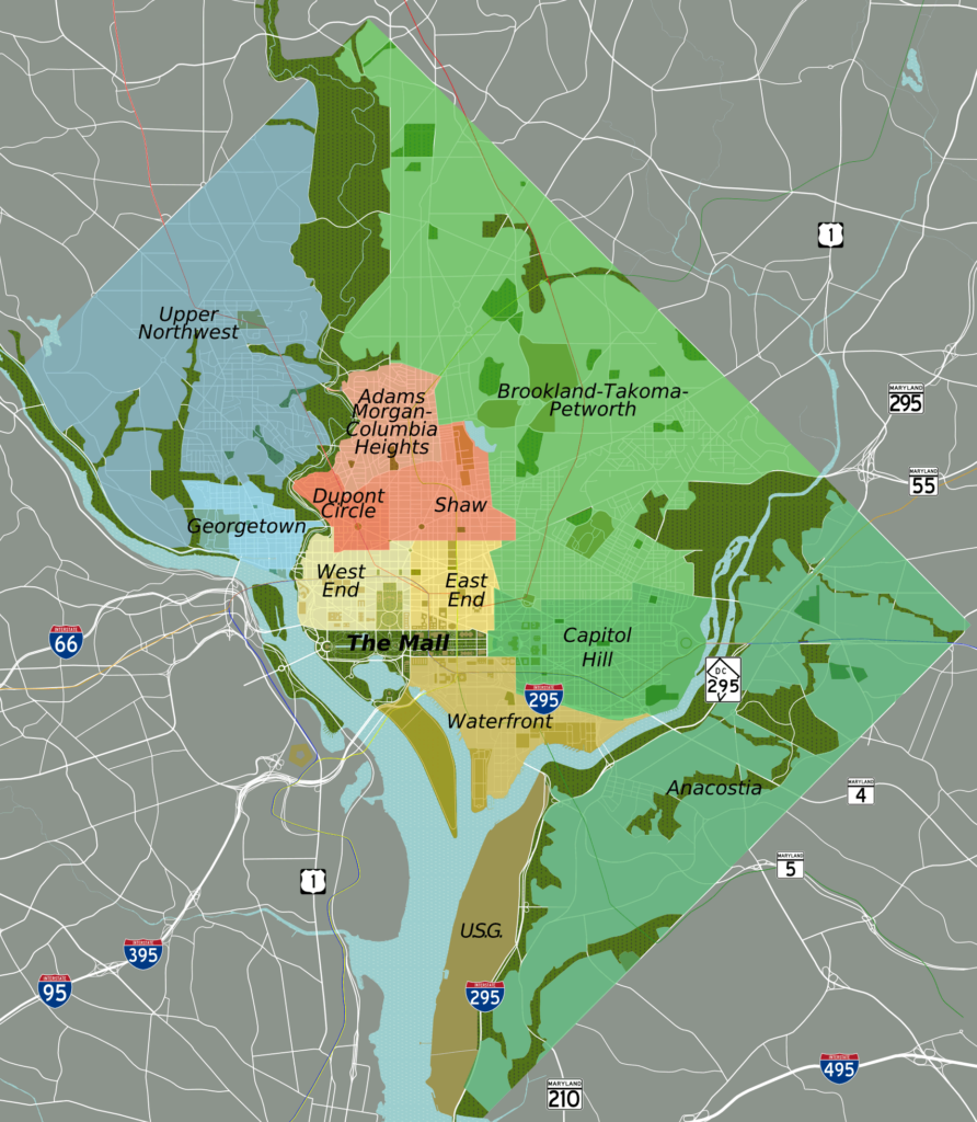 Washington Dc Districts Map Grouped MapSof | Printable Map Of USA