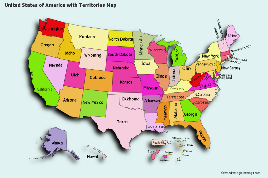 Create Custom United States Of America With Territories Map Chart With ...