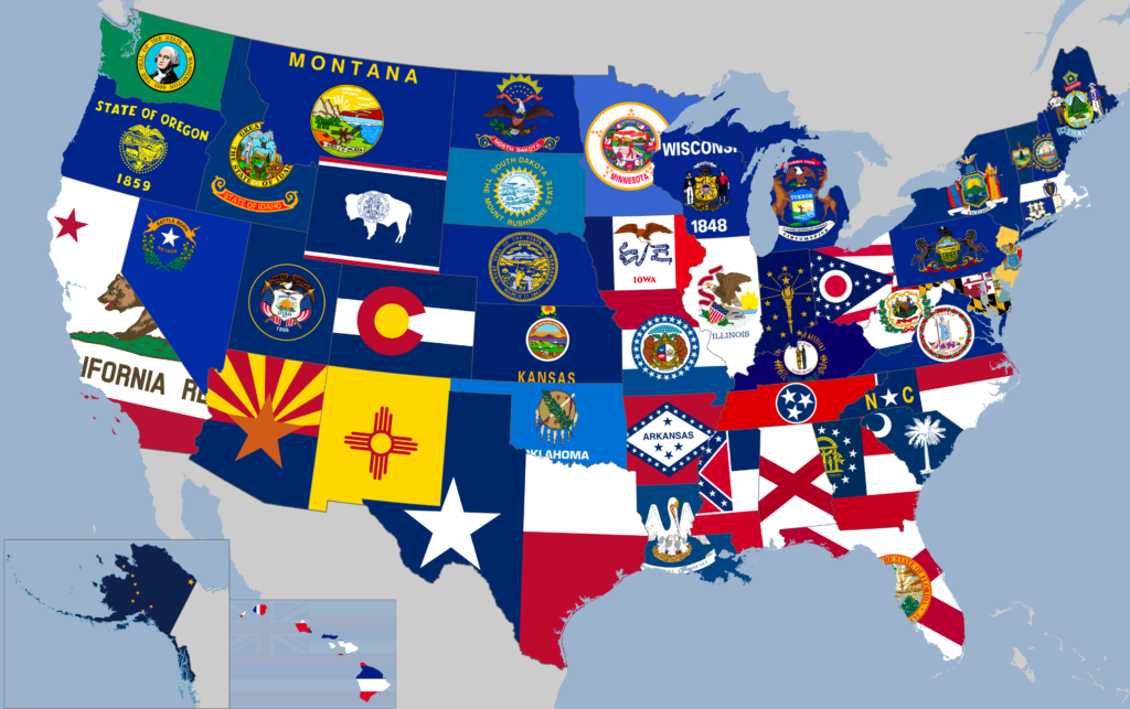 Flag Map Of United States Of America Vexillology | Printable Map Of USA