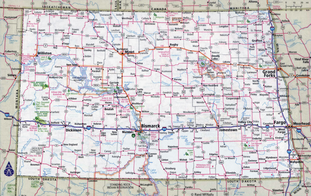 Large Detailed Roads And Highways Map Of North Dakota State With ...