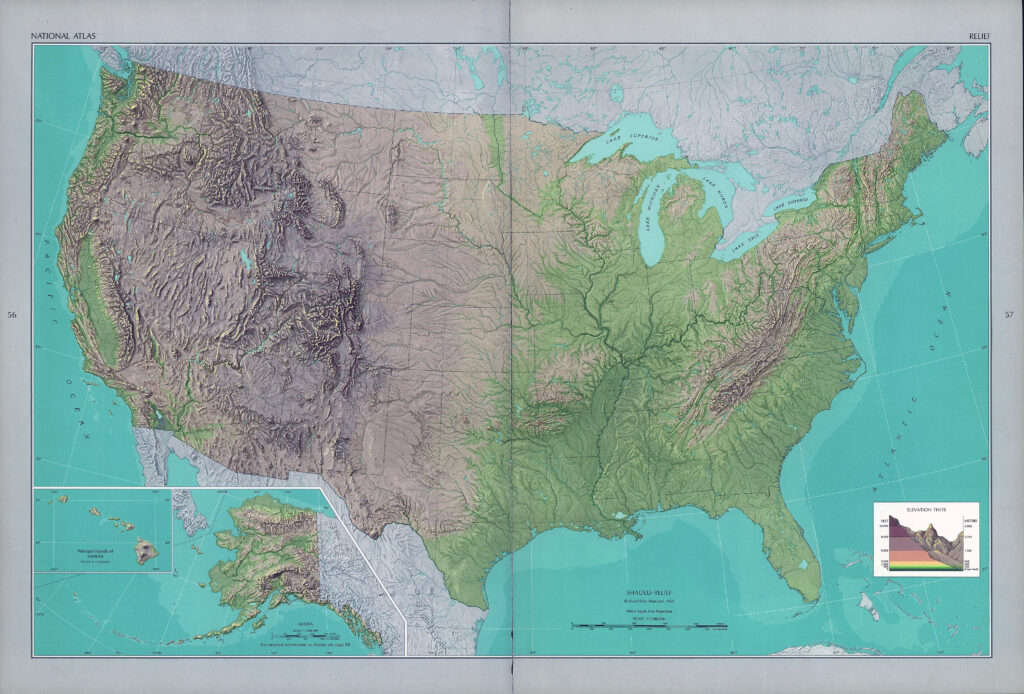 Large Detailed Shaded Relief Map Of The USA Vidiani Maps Of All ...