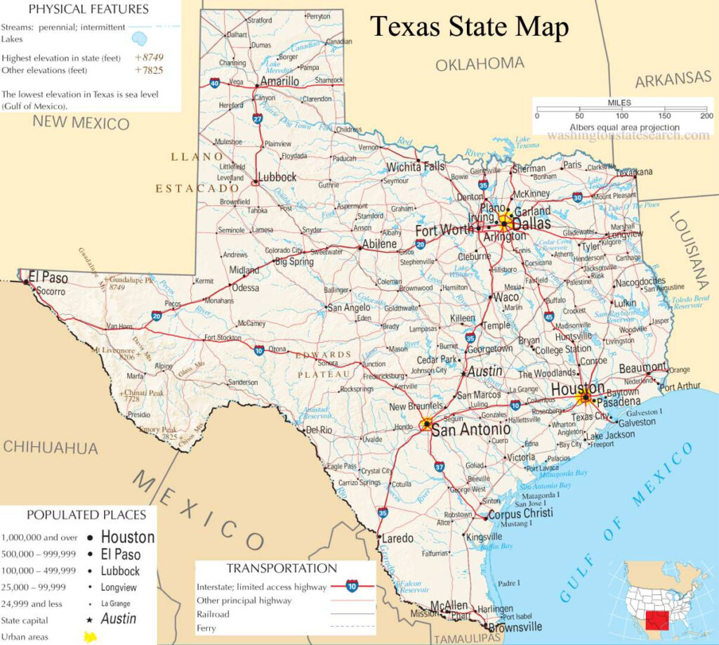 Large Texas Map | Printable Map Of USA