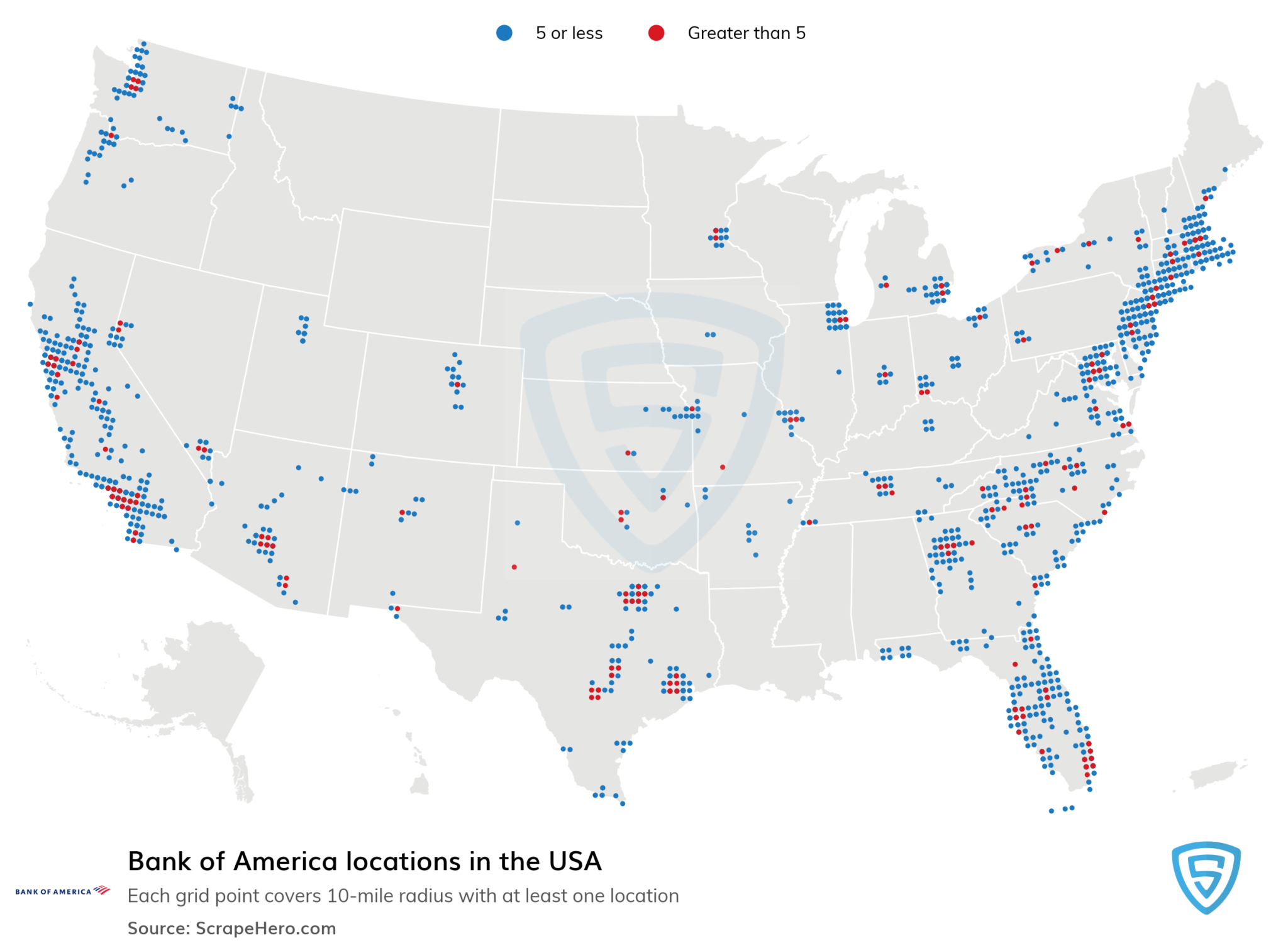 Bank Of America Locations In USA Map | Printable Map Of USA