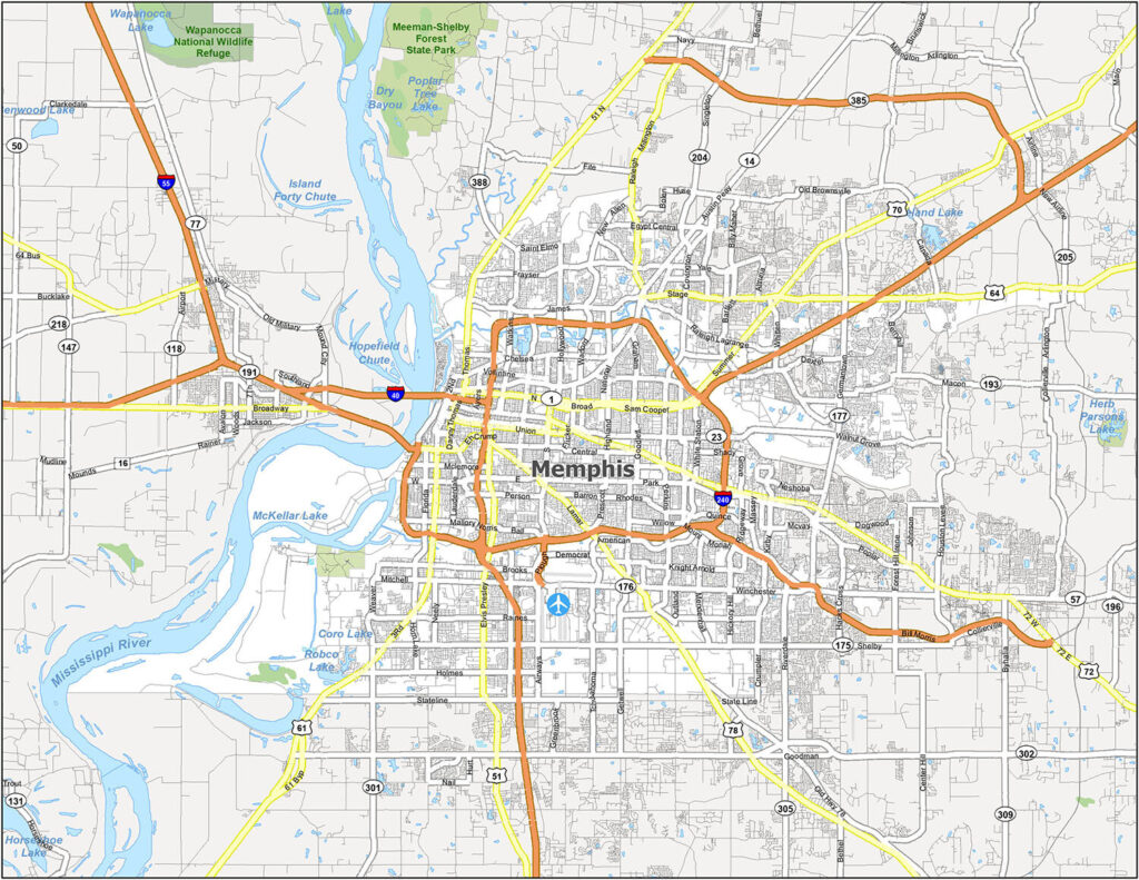 Map Of Memphis Tennessee GIS Geography | Printable Map Of USA