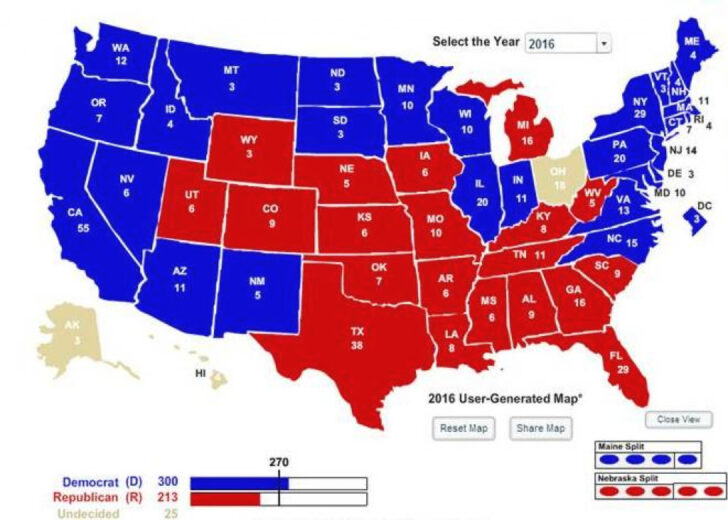 Map Of Red States And Blue States 2016 Printable Map | Printable Map Of USA