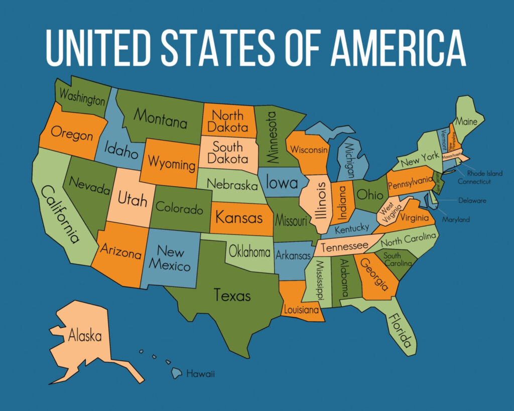 Map Of The United States Instant Download Map USA Map With | Printable ...