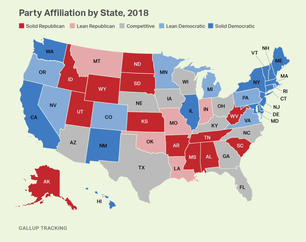 Map Of Us States By Political Party Topographic Map | Printable Map Of USA