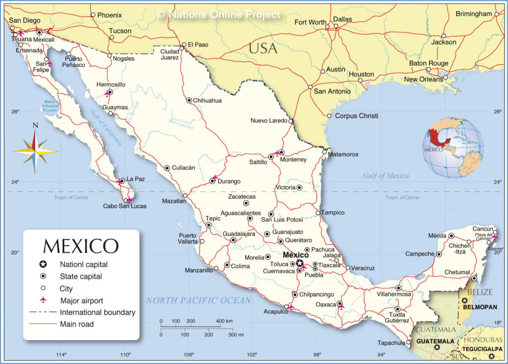 Political Map Of Mexico Nations Online Project | Printable Map Of USA