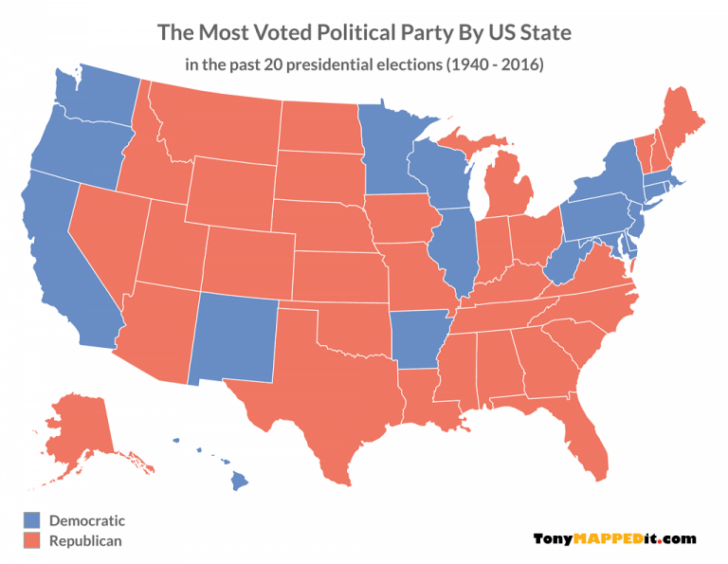 Political Party Map Of Usa Draw A Topographic Map | Printable Map Of USA