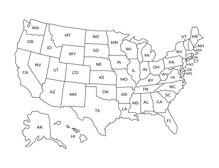 Map Of United States | Labeled With State Abbreviations Png, Jpeg ...