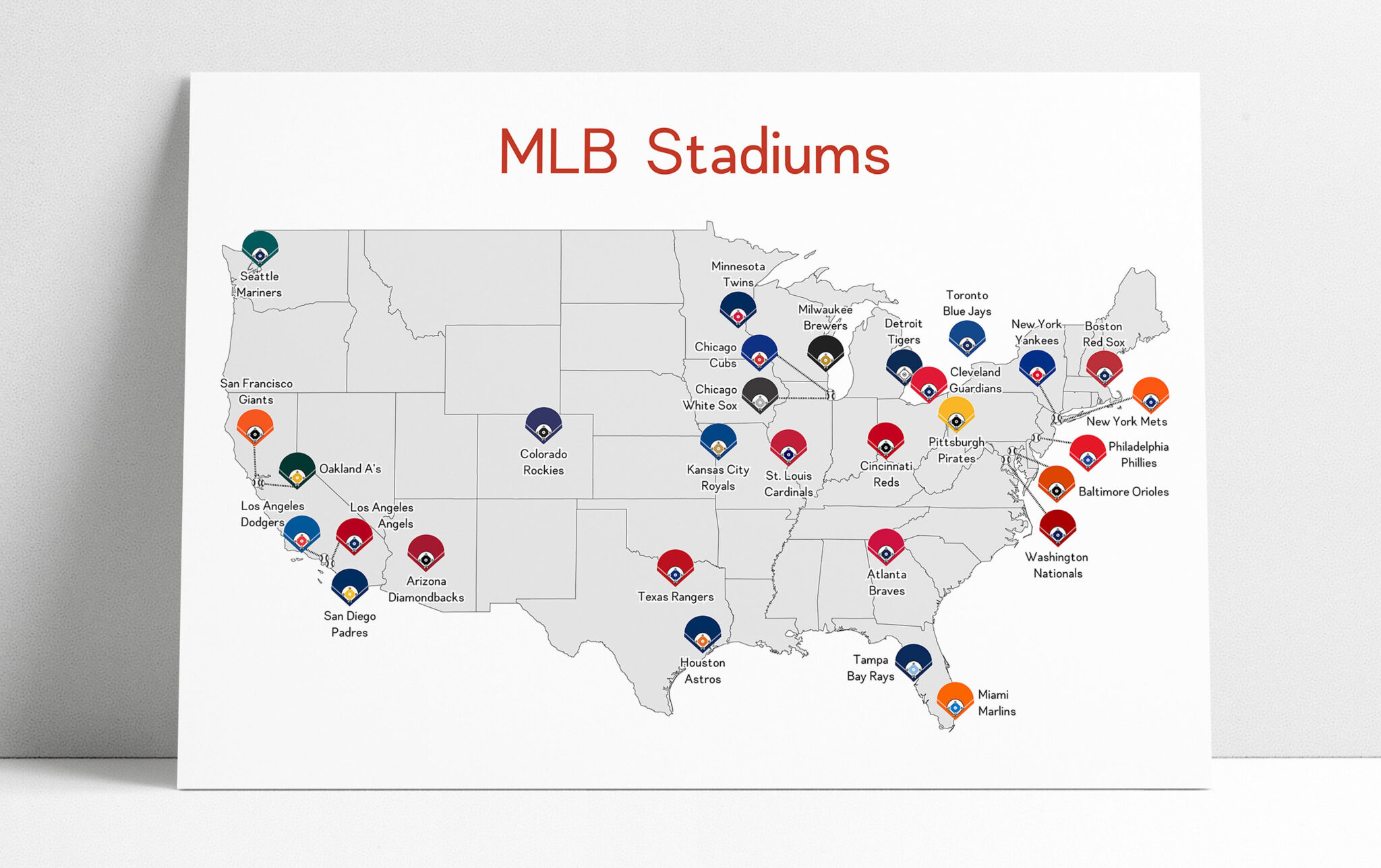 USA Map Of All Mlb Teams Printable | Printable Map Of USA