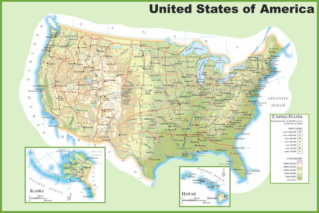 USA Map Landforms Printable | Printable Map Of USA